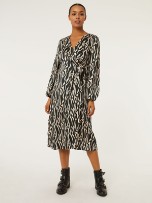 Animal Print Wrap Midi Dress | Women | George at ASDA