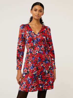 Red Floral Satin Mini Dress | Women | George at ASDA