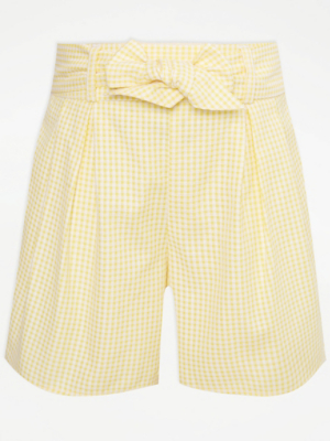 Girls Yellow Gingham Tie Waist School Shorts | School | George at ASDA