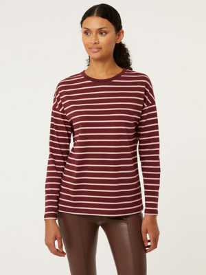 Burgundy Striped Long Sleeve Top | Women | George at ASDA