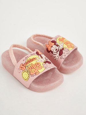Disney Minnie Mouse Pink Glitter Light Up Sliders | Kids | George at ASDA
