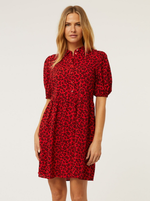 Red Floral Print Mini Shirt Dress | Women | George at ASDA