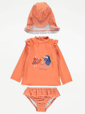 Disney Finding Nemo Orange Swim Top Bottoms and Keppi Hat Set | Baby ...