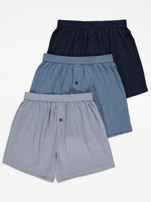 Blue Loose Fit Boxers 3 Pack | Men | George at ASDA
