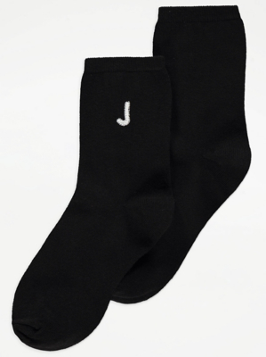 Black Letter J Ankle Socks | Women | George at ASDA