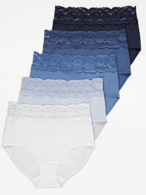Lace Trim Full Briefs 5 Pack | Sale & Offers | George at ASDA