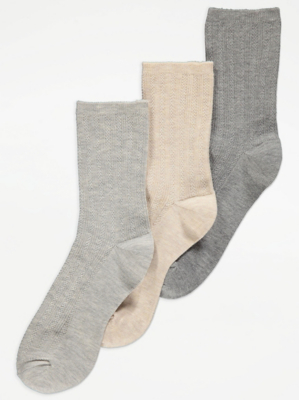 Neutral Marl Ankle Socks 3 Pack | Women | George at ASDA