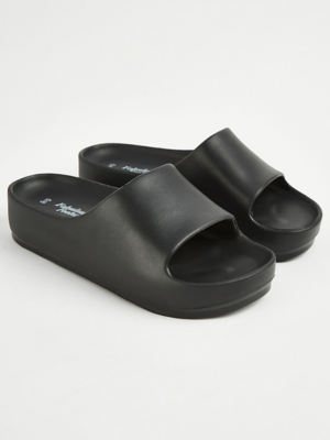 Black Flatform Sliders | Women | George at ASDA