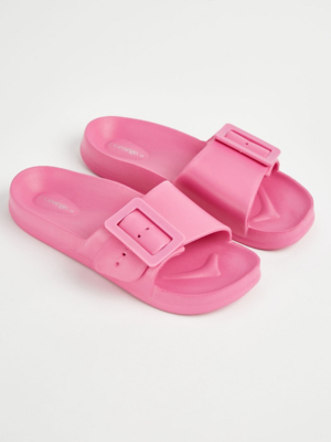 Pink Buckled Footbed Sliders | Women | George at ASDA