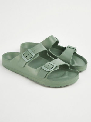 Khaki Double Buckle Sliders | Women | George at ASDA