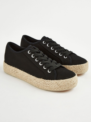 Black Jute Platform Trainers | Women | George at ASDA