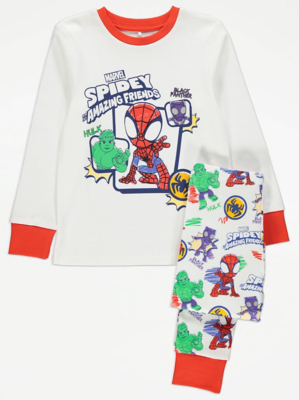 Marvel Spider-Man White Spidey & Friends Pyjamas | Kids | George at ASDA
