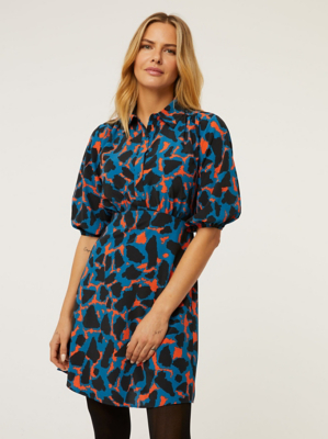 Teal Leopard Print Mini Shirt Dress | Women | George at ASDA