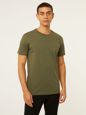 Khaki Slim Fit Plain T-Shirt | Men | George at ASDA