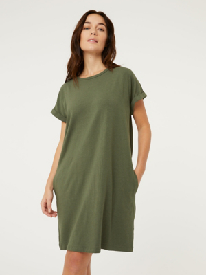Khaki Basic Mini T-Shirt Dress | Women | George at ASDA