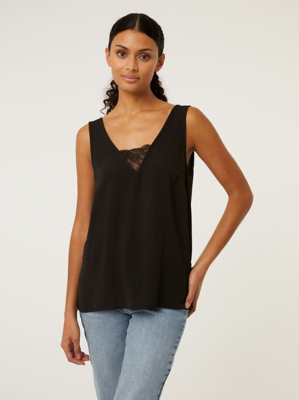 Black Lace Trim Cami Top | Women | George at ASDA