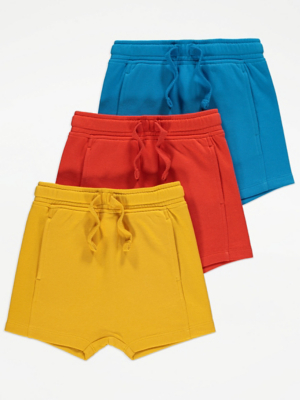 Bright Yellow Plain Shorts 3 Pack | Kids | George at ASDA