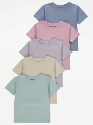Plain T-Shirts 5 Pack | Kids | George at ASDA