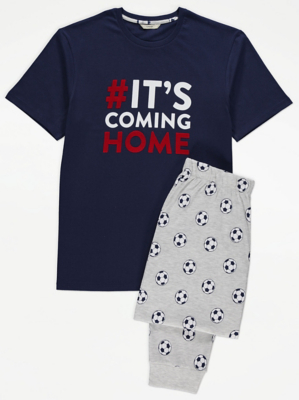 Matching Navy England Slogan Football Pyjamas Adults | Sale & Offers ...