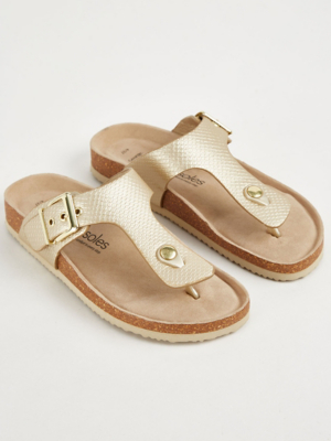 Gold Embossed Buckled Footbed Sandals | Women | George at ASDA