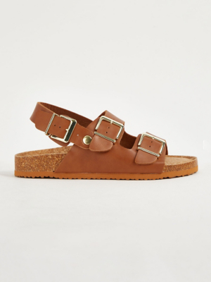 Tan Slingback Buckled Footbed Sandals | Women | George at ASDA