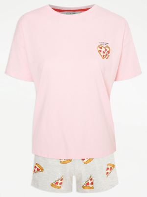 Pink Pizza Print Valentines Short Pyjamas | Women | George at ASDA