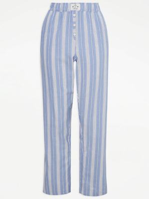 Blue Striped Woven Pyjama Bottoms | Women | George at ASDA