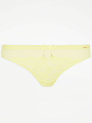 Entice Neon Yellow Floral Lace Thong | Sale & Offers | George at ASDA