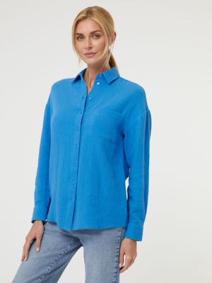 Cobalt Blue Double Cloth Shirt | Women | George at ASDA