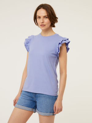 Lilac Frilled Sleeve T-Shirt | Women | George at ASDA