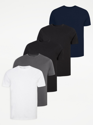 Crew Neck Plain T-Shirts 5 Pack | Sale & Offers | George at ASDA