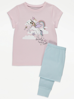 Pink Cool Unicorn Jersey Pyjamas | Kids | George at ASDA