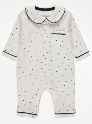 White Star Print Footless Collared Sleepsuit | Baby | George at ASDA