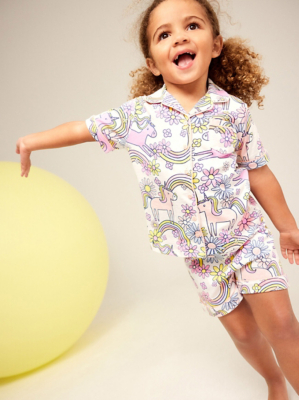 Retro Unicorn Jersey Shirt Short Pyjamas | Kids | George at ASDA