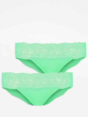 Neon Green Lace Bandeau Brief Knickers 2 Pack | Lingerie | George at ASDA