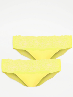 Yellow Lace Bandeau Brief Knickers 2 Pack | Lingerie | George at ASDA