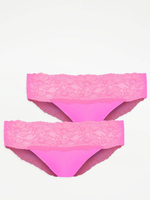 Pink Lace Trim Bandeau Brief Knickers 2 Pack | Lingerie | George at ASDA