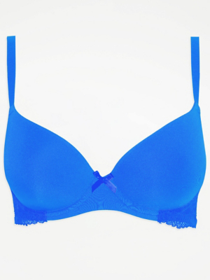 Blue Lace Trim T-Shirt Bra | Lingerie | George at ASDA