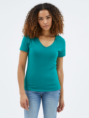 Jade Green Basic V Neck Top | Women | George at ASDA