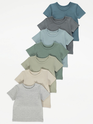 Plain Jersey T-Shirts 7 Pack | Sale & Offers | George at ASDA