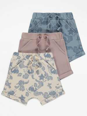 Assorted Seaside Print Jersey Shorts 3 Pack | Baby | George at ASDA