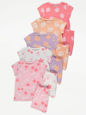 Fruit Print Short Pyjamas 5 Pack | Kids | George at ASDA