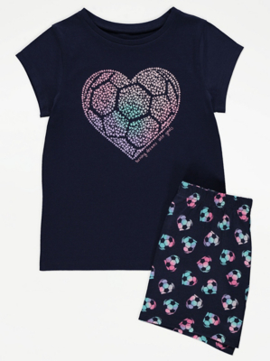 Navy Football Heart Jersey Short Pyjamas | Kids | George at ASDA