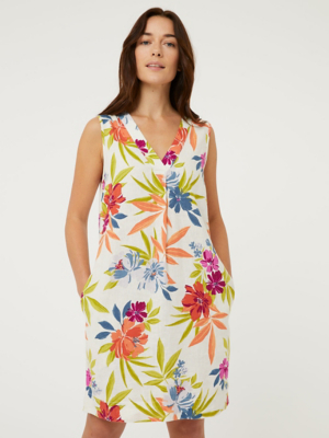 Multi Coloured Floral Print Linen Blend Shift Dress | Women | George at ...