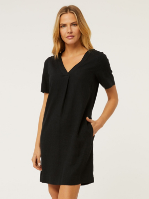 Black Linen Blend Shift Mini Dress | Women | George at ASDA