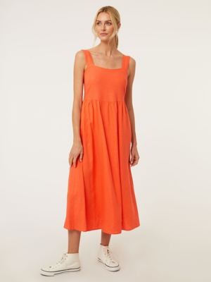 Coral Linen Blend Strappy Sundress | Women | George at ASDA