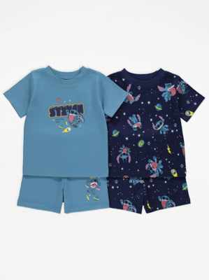 Disney Lilo & Stitch Blue Space Short Pyjamas 2 Pack | Baby | George at ...
