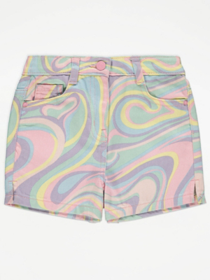 Pastel Marble Swirl Denim Shorts | Kids | George at ASDA