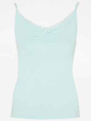 Turquoise Lace Trim Pyjama Cami Top | Lingerie | George at ASDA