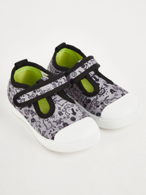 First Walkers Grey Doodle T-Bar Pumps | Kids | George at ASDA